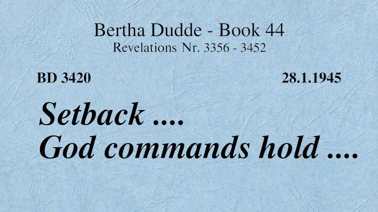BD 3420 - SETBACK .... GOD COMMANDS HOLD .... - iConnectFX™