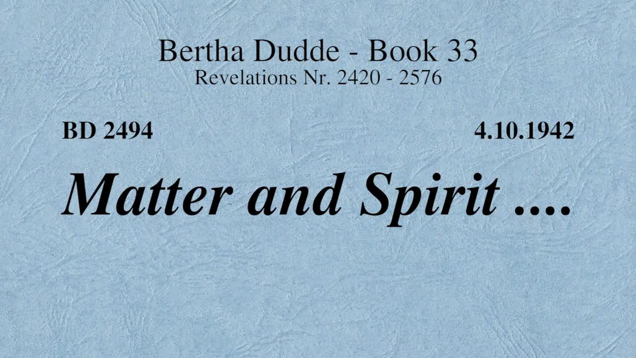 BD 2494 - MATTER AND SPIRIT .... - iConnectFX™