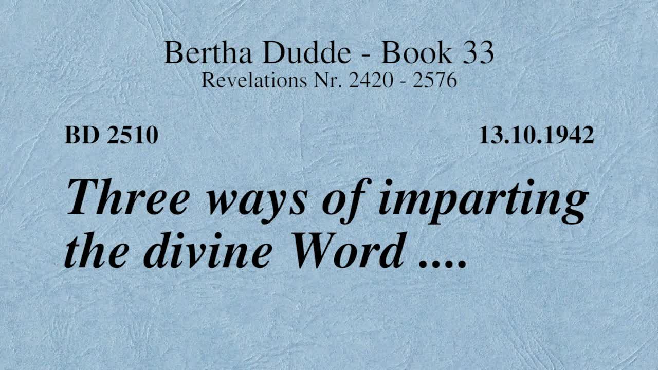BD 2510 - THREE WAYS OF IMPARTING THE DIVINE WORD .... - iConnectFX™