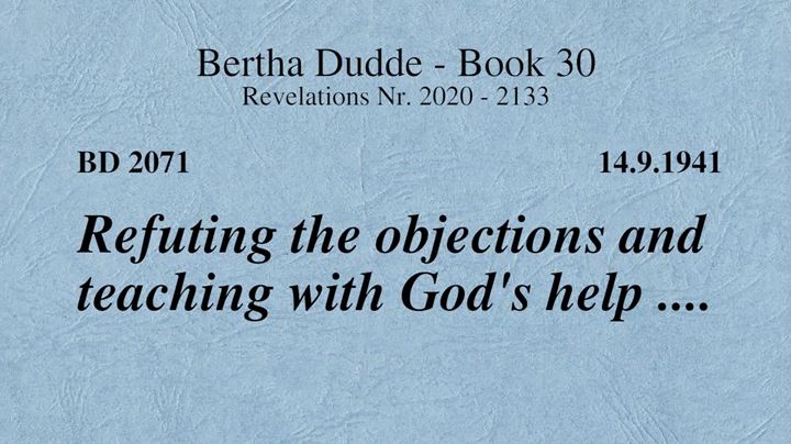 BD 2071 - REFUTING THE OBJECTIONS AND TEACHING WITH GOD'S HELP ...