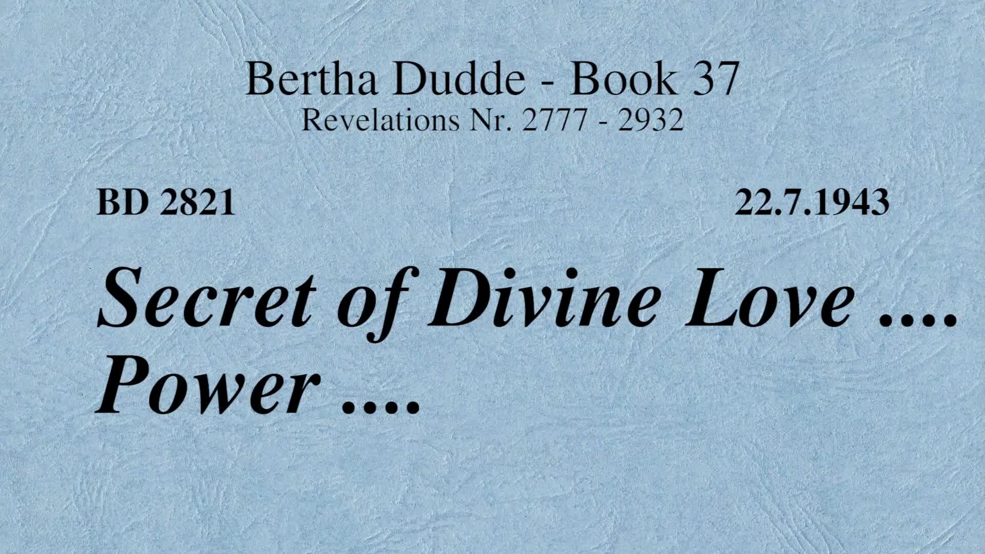 BD 2821 - SECRET OF DIVINE LOVE .... POWER .... - iConnectFX™