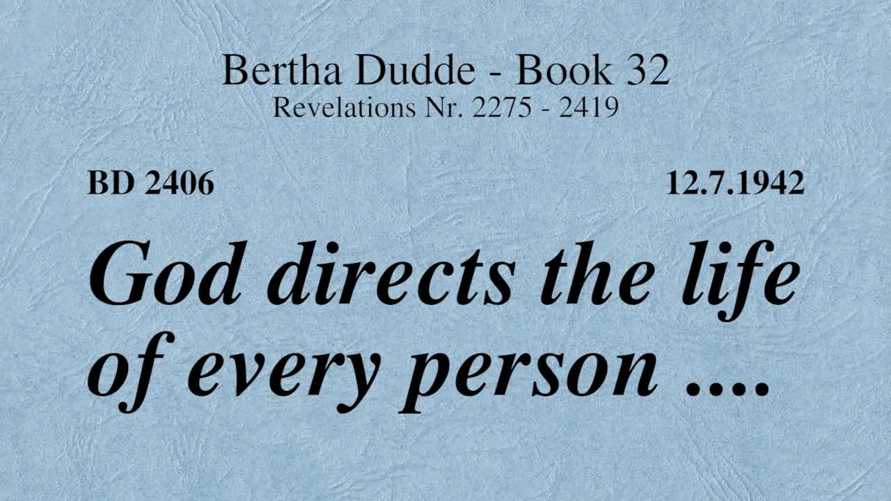 BD 2406 - GOD DIRECTS THE LIFE OF EVERY PERSON .... - iConnectFX™